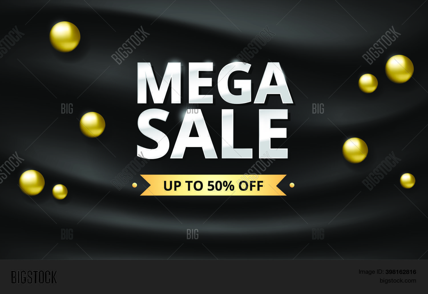 Mega Sale Banner Gold Vector & Photo (Free Trial) | Bigstock