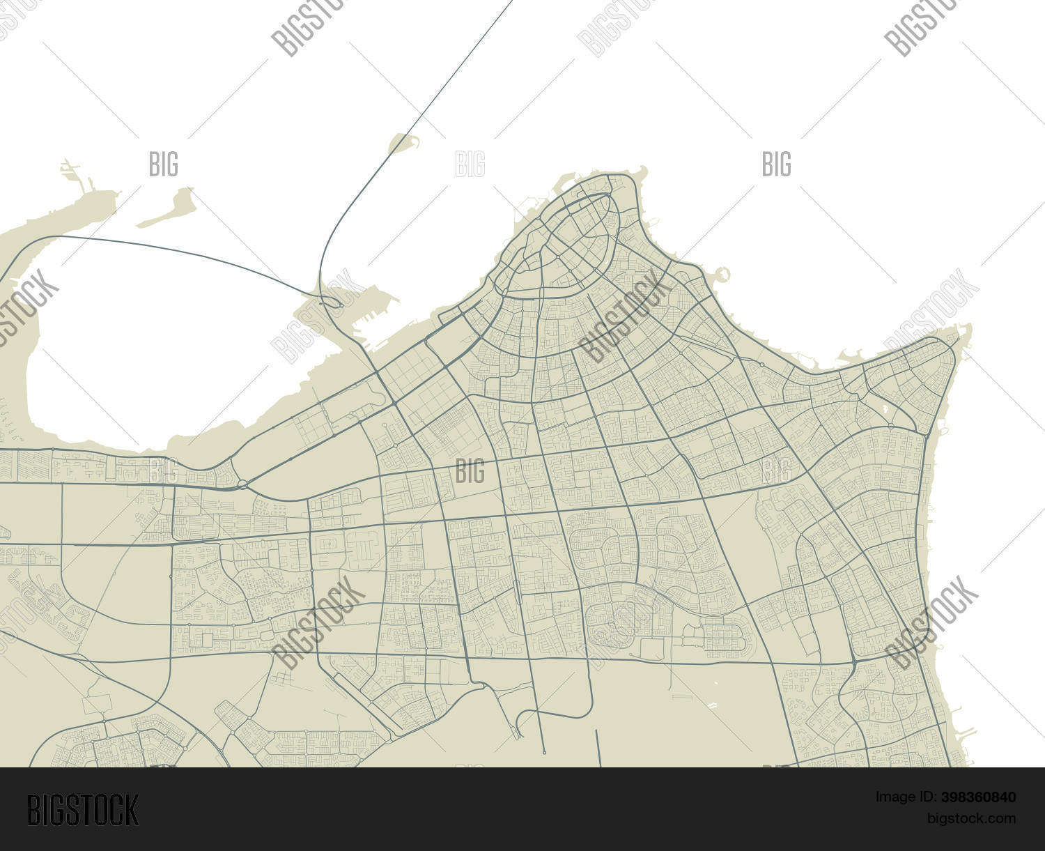 Detailed Map Kuwait Vector & Photo (Free Trial) | Bigstock