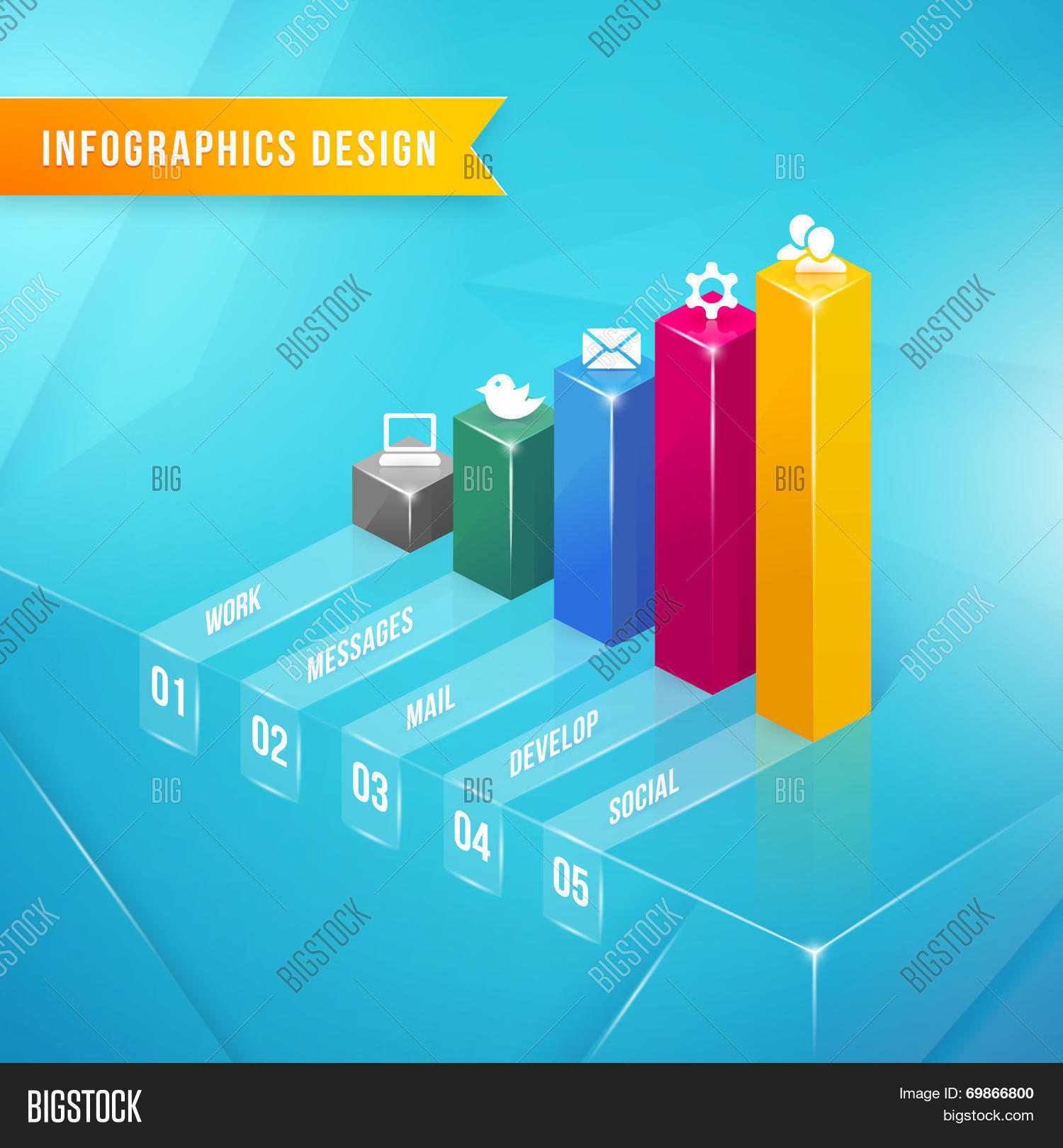 Vector 3d Bar Chart Vector & Photo (Free Trial) | Bigstock