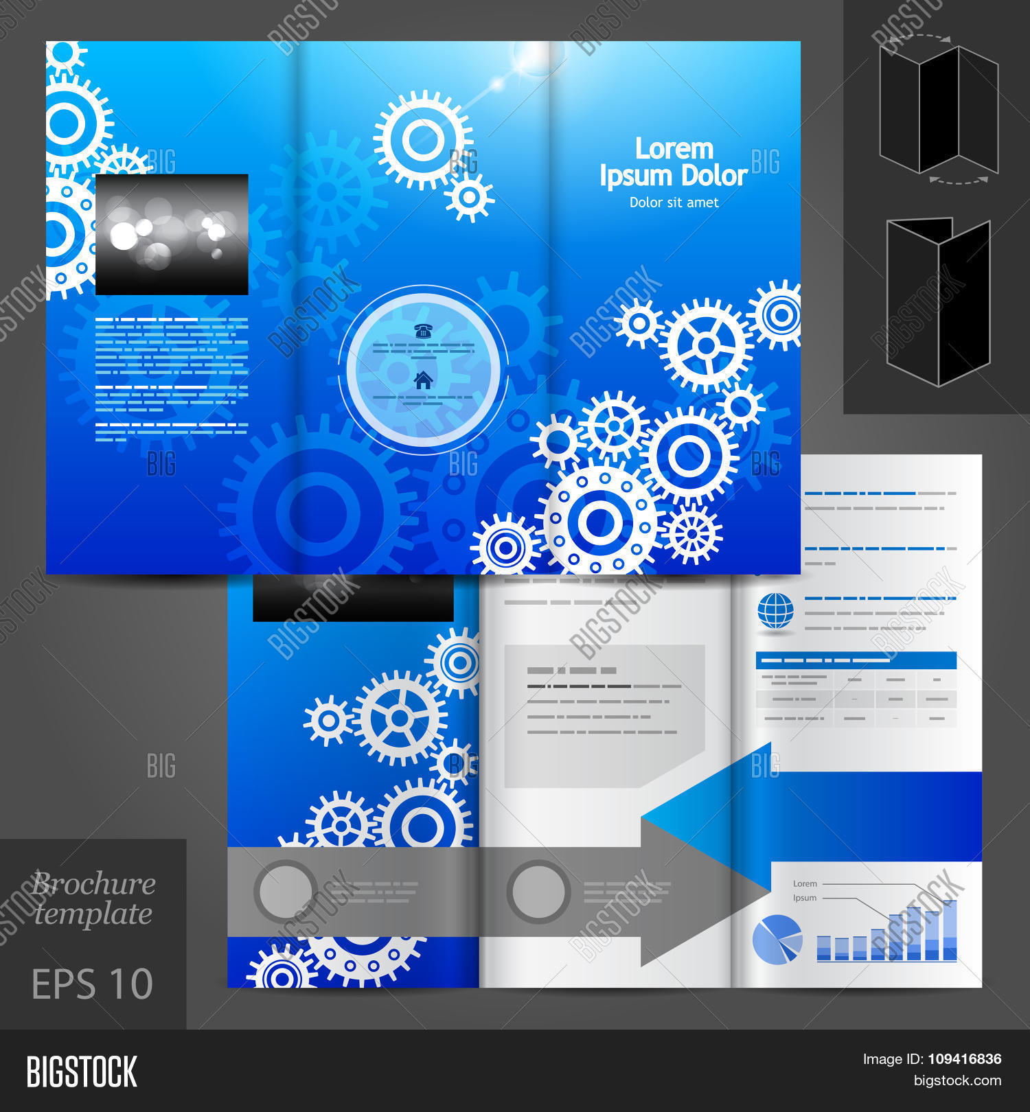 Blue Brochure Vector & Photo (Free Trial) | Bigstock