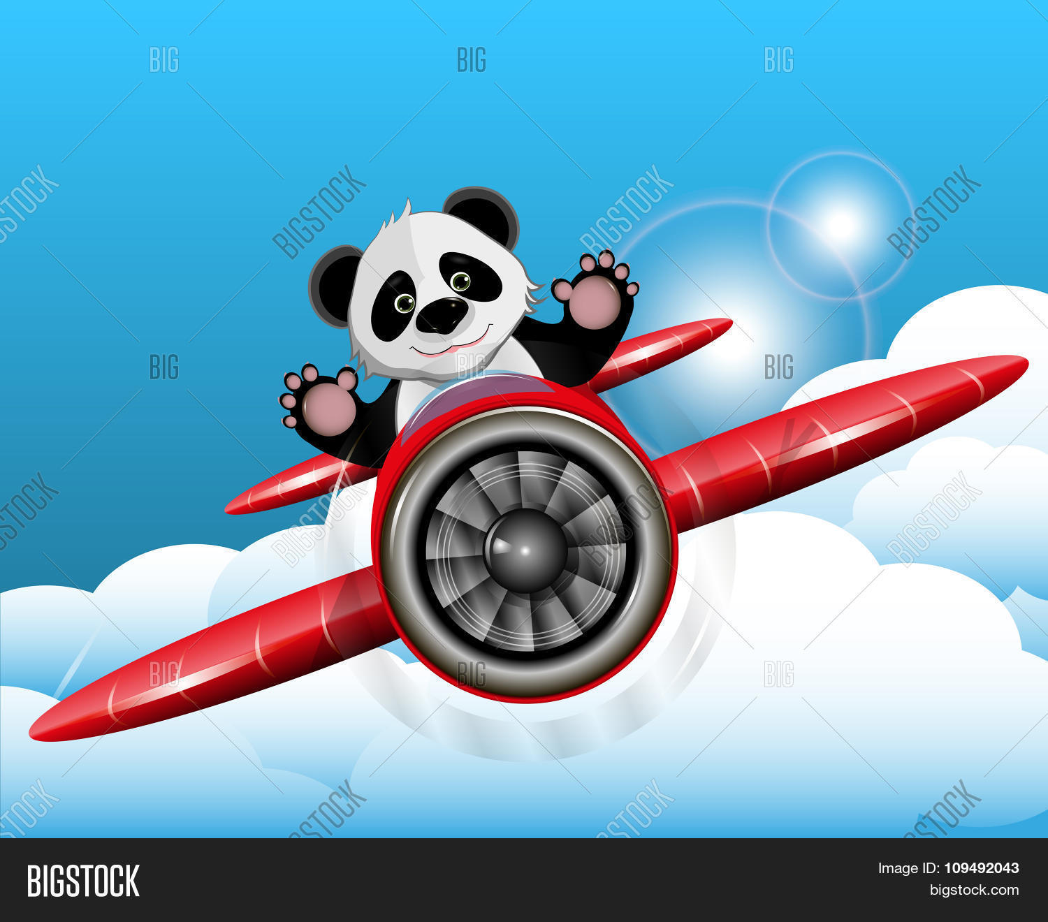 Panda On Plane Vector & Photo (Free Trial) | Bigstock