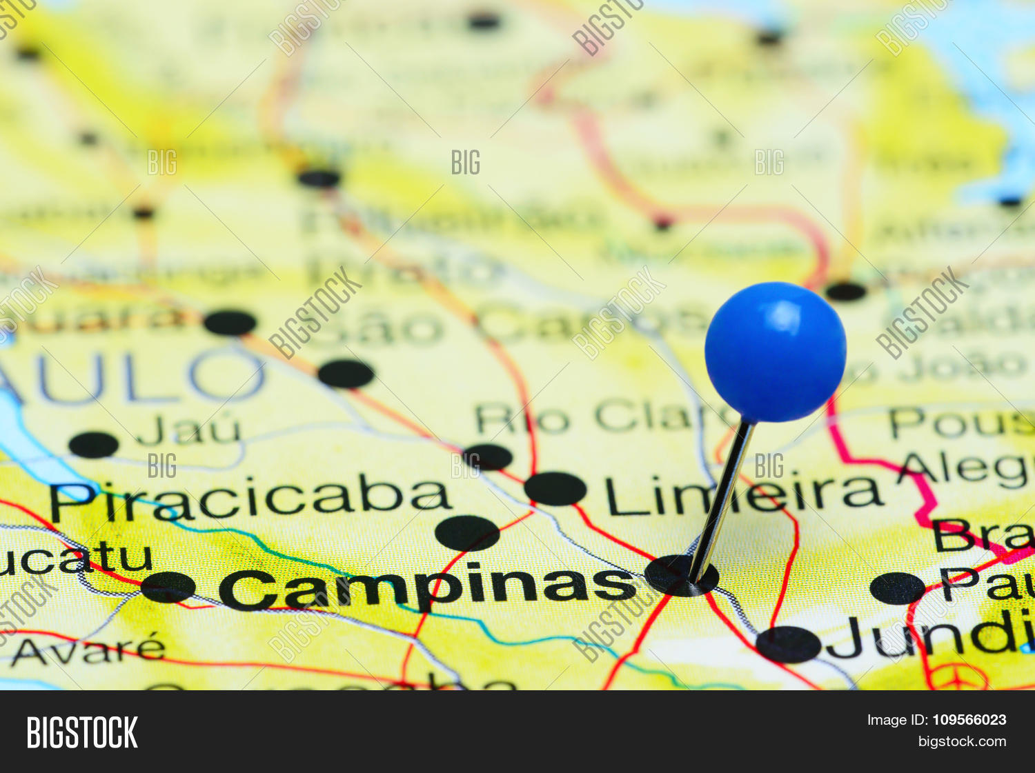 Campinas Pinned On Map Image & Photo (Free Trial) | Bigstock