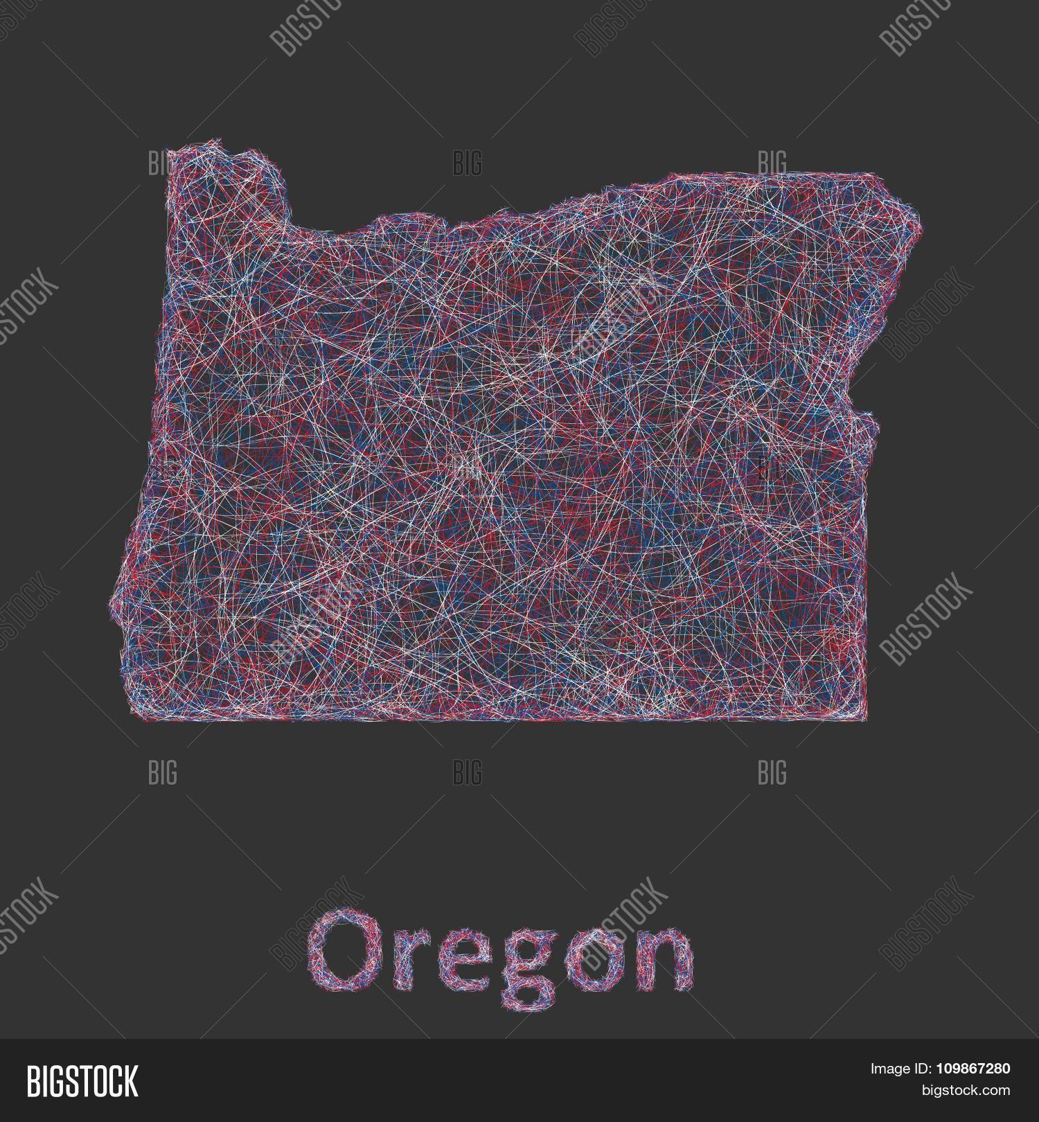 Oregon Line Art Map Vector & Photo (Free Trial) | Bigstock