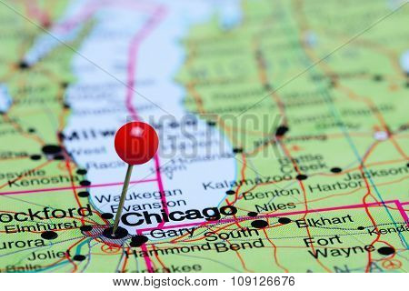 Chicago Pinned On Map Image & Photo (Free Trial) | Bigstock