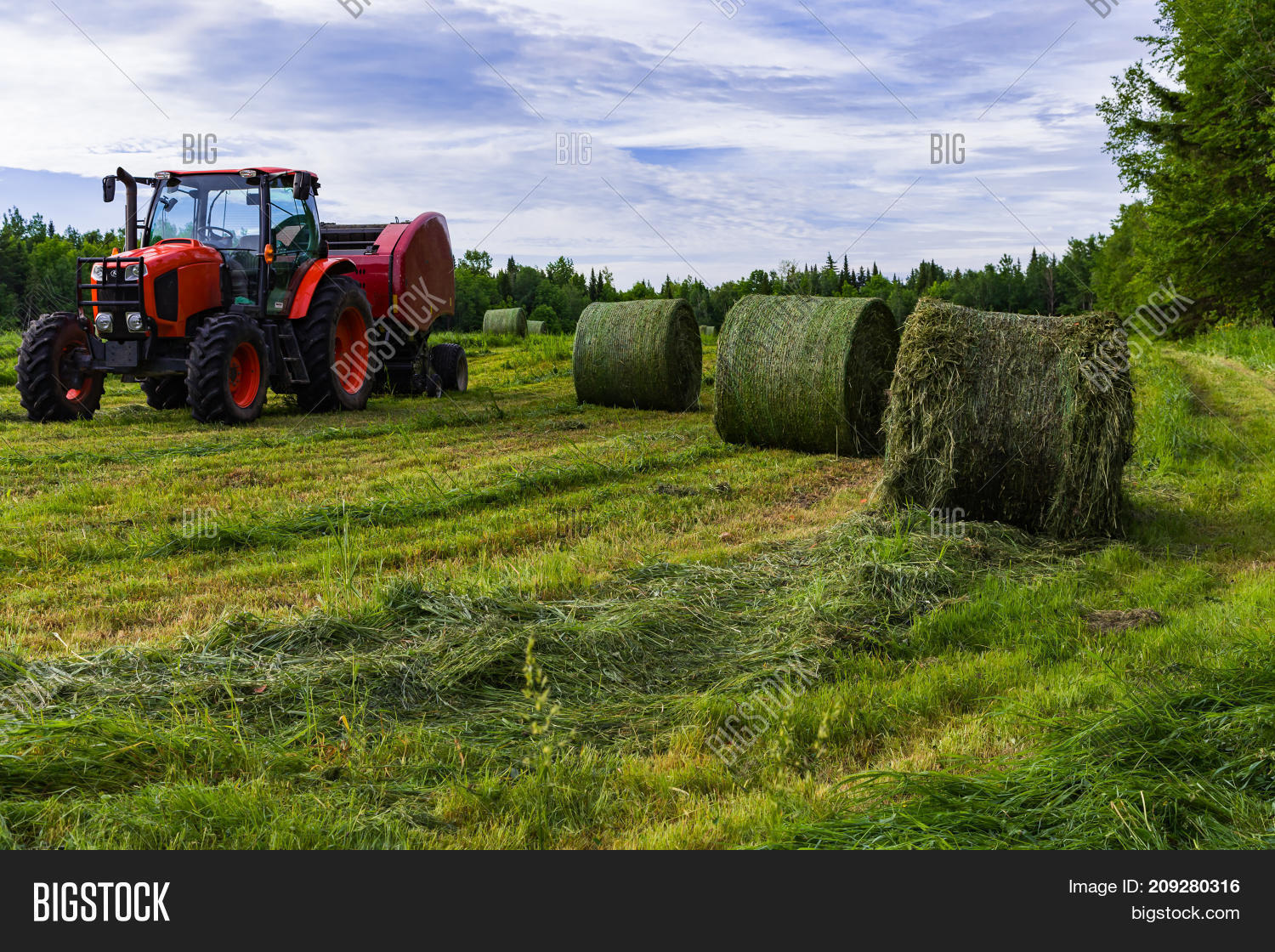 Red Hay Baler Grassy Image & Photo (Free Trial) | Bigstock