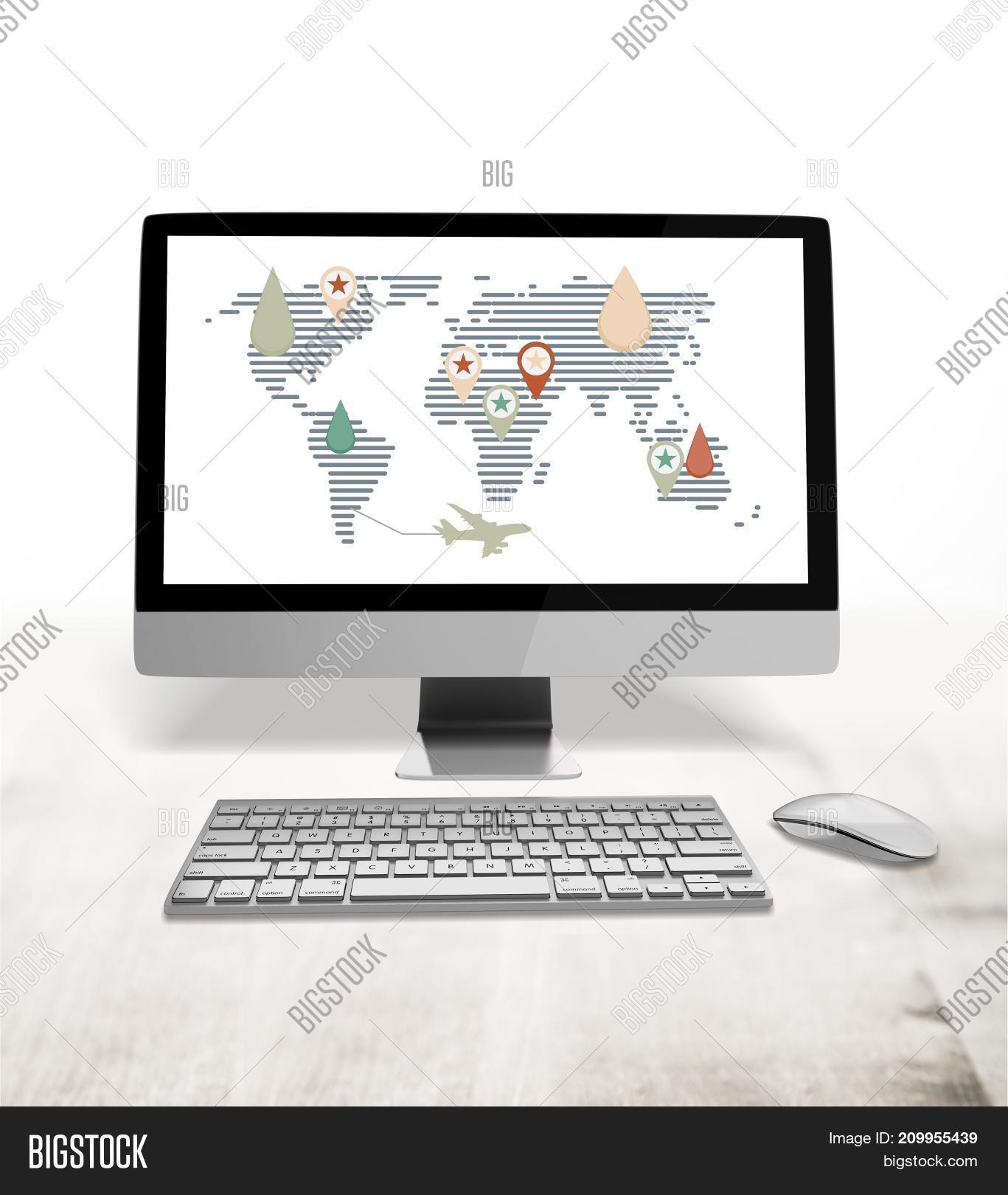 Screen Monitor Map Image & Photo (Free Trial) | Bigstock