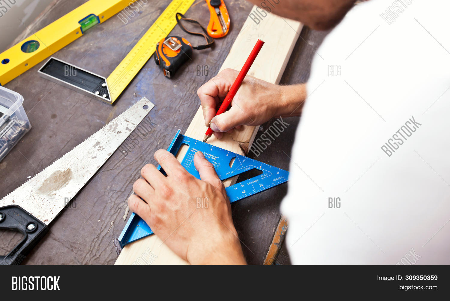 Carpenter Draw Line By Image & Photo (Free Trial) | Bigstock