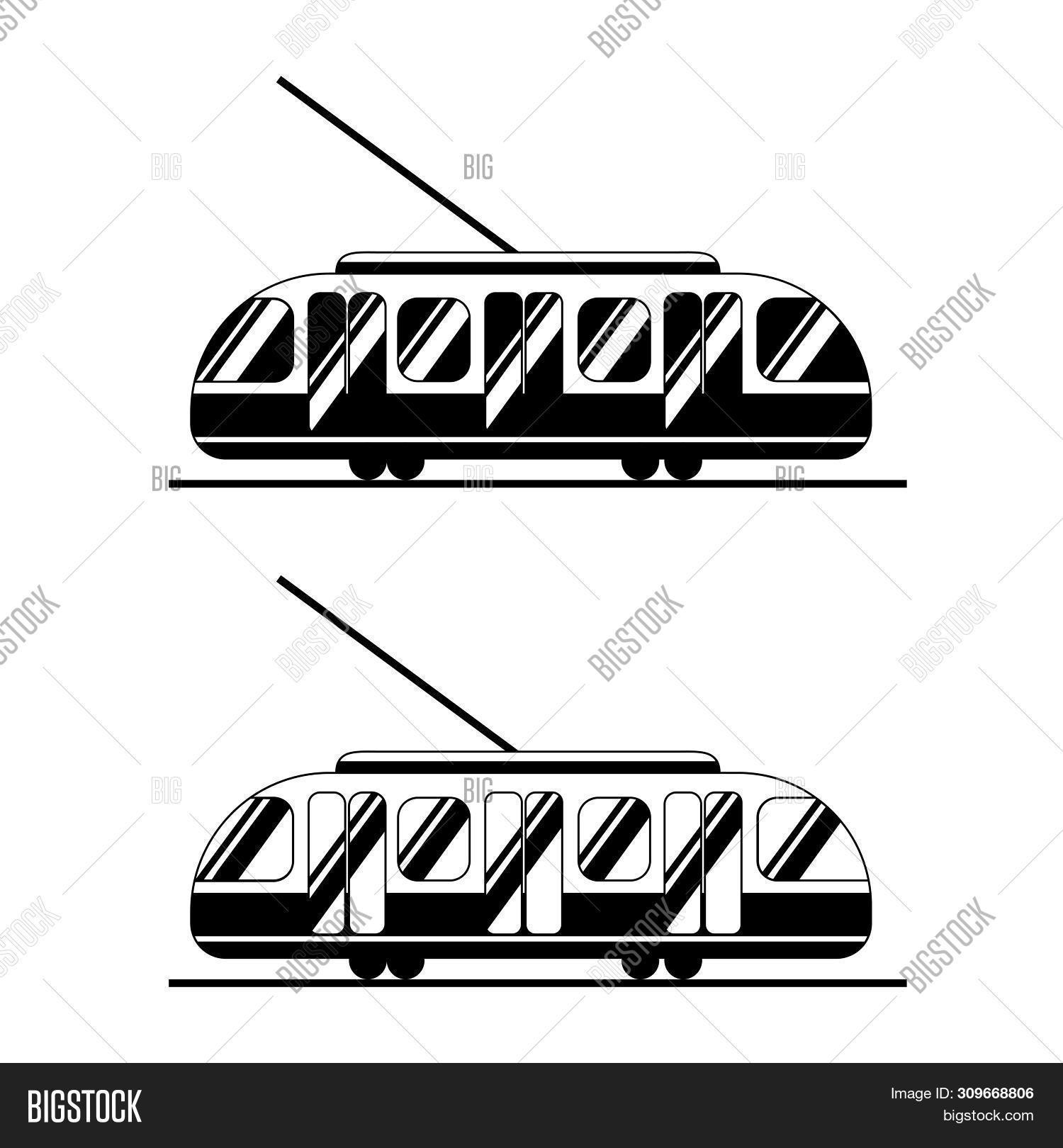 Icons Tram Black White Image & Photo (Free Trial) | Bigstock