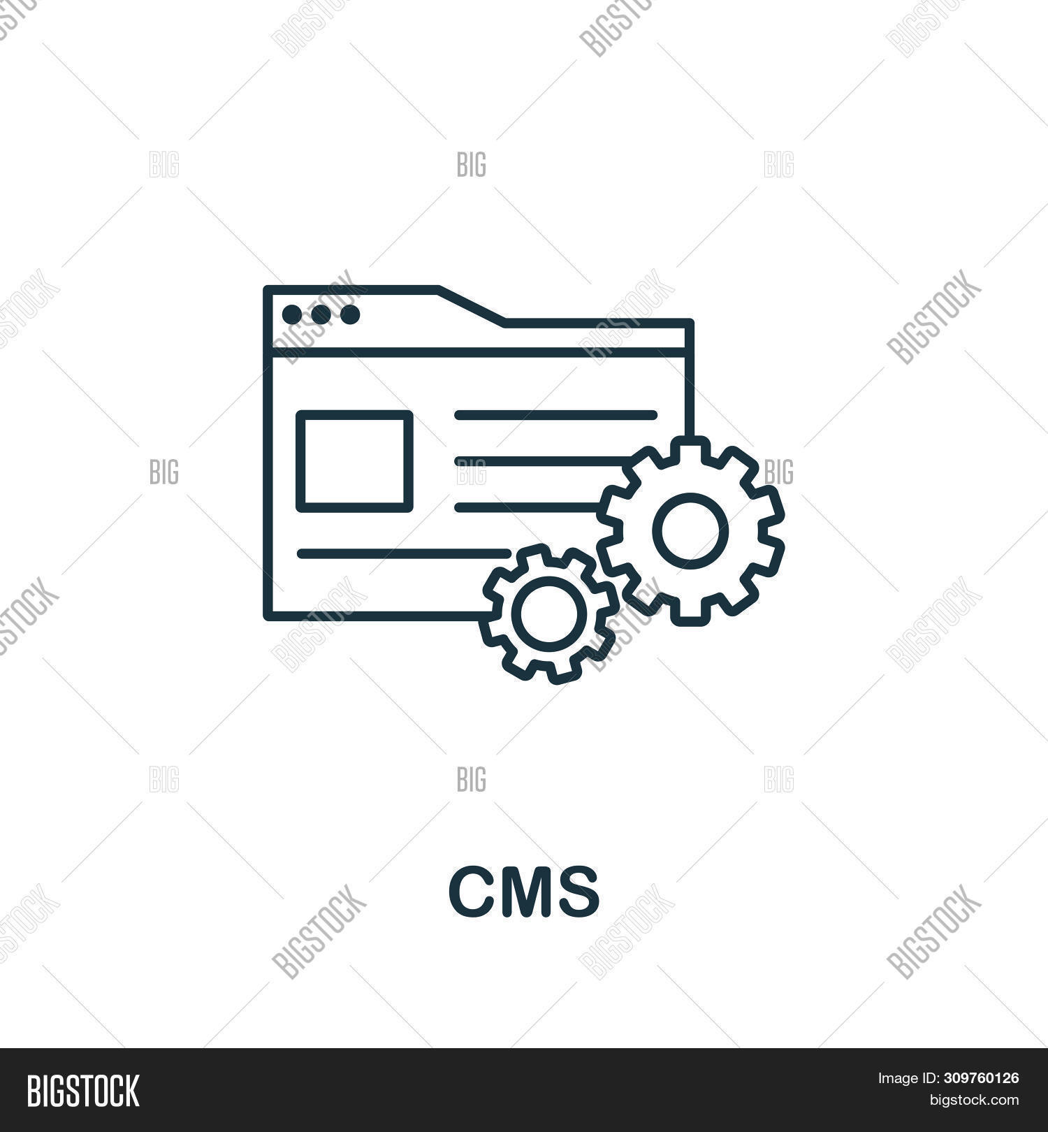 Cms Outline Icon. Thin Image & Photo (Free Trial) | Bigstock