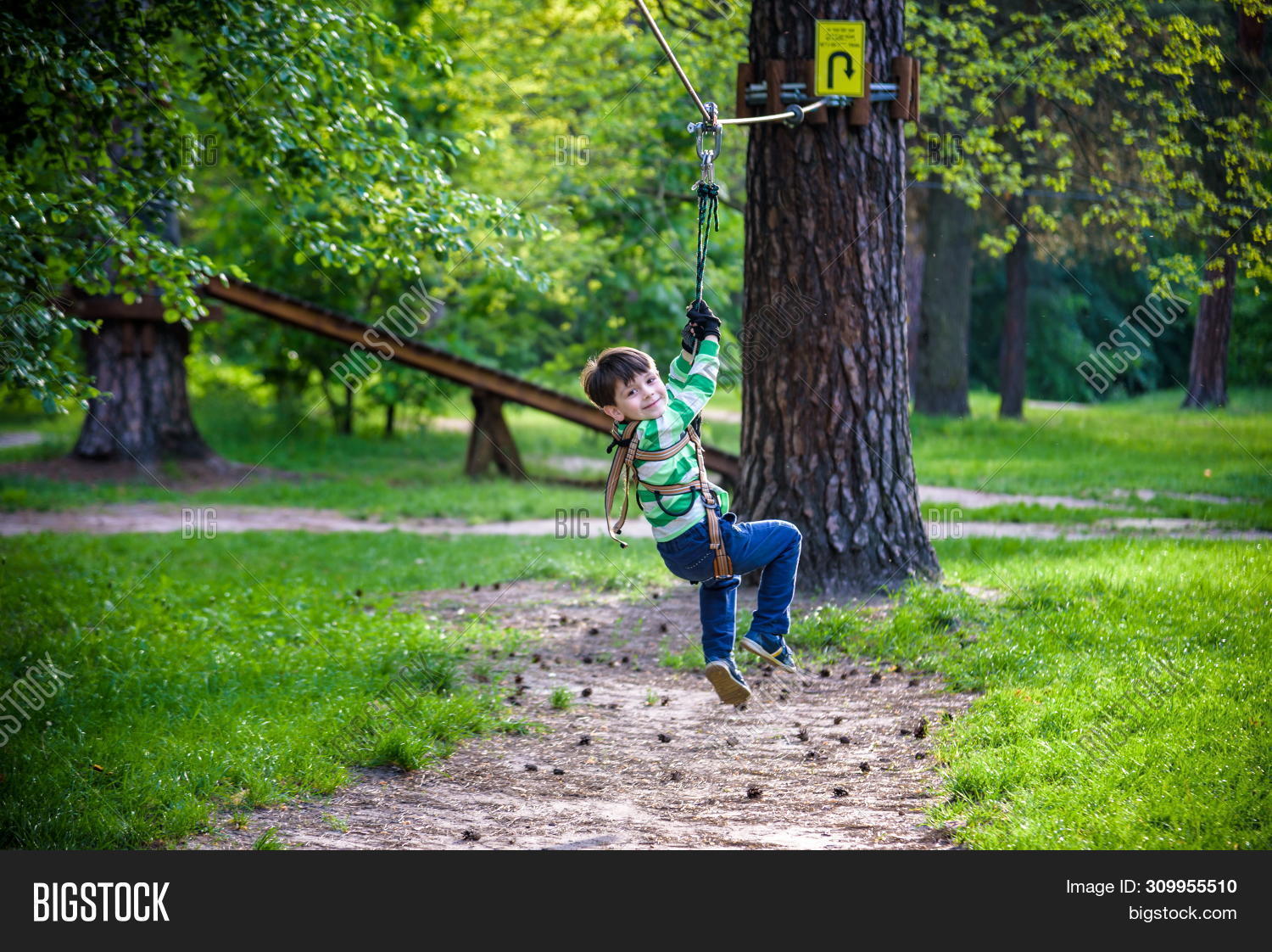 Smiling Boy Rides Zip Image & Photo (Free Trial) | Bigstock