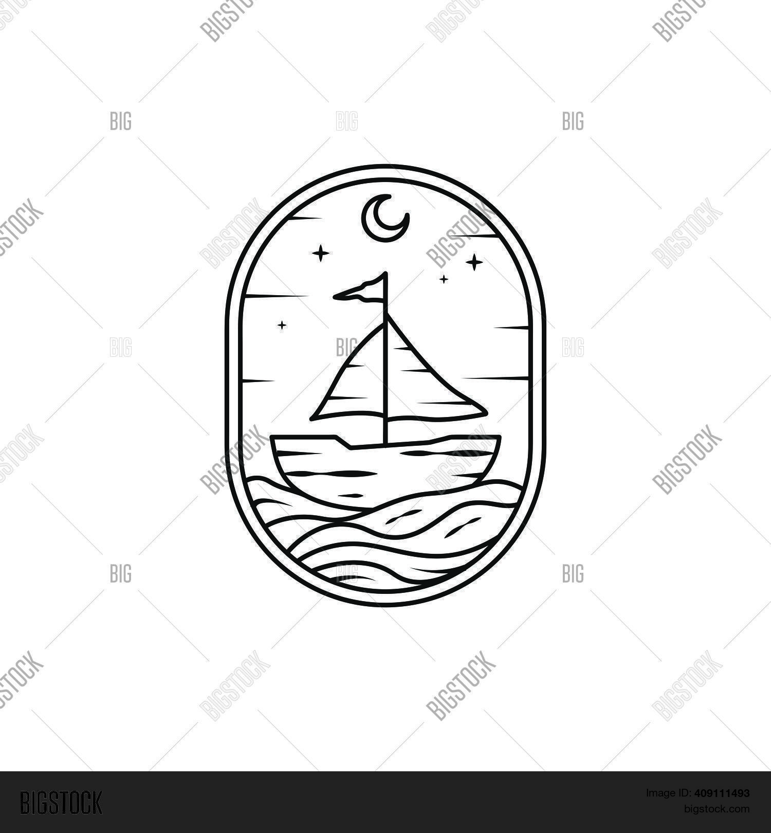 Line Art Boat Vector & Photo (Free Trial) | Bigstock