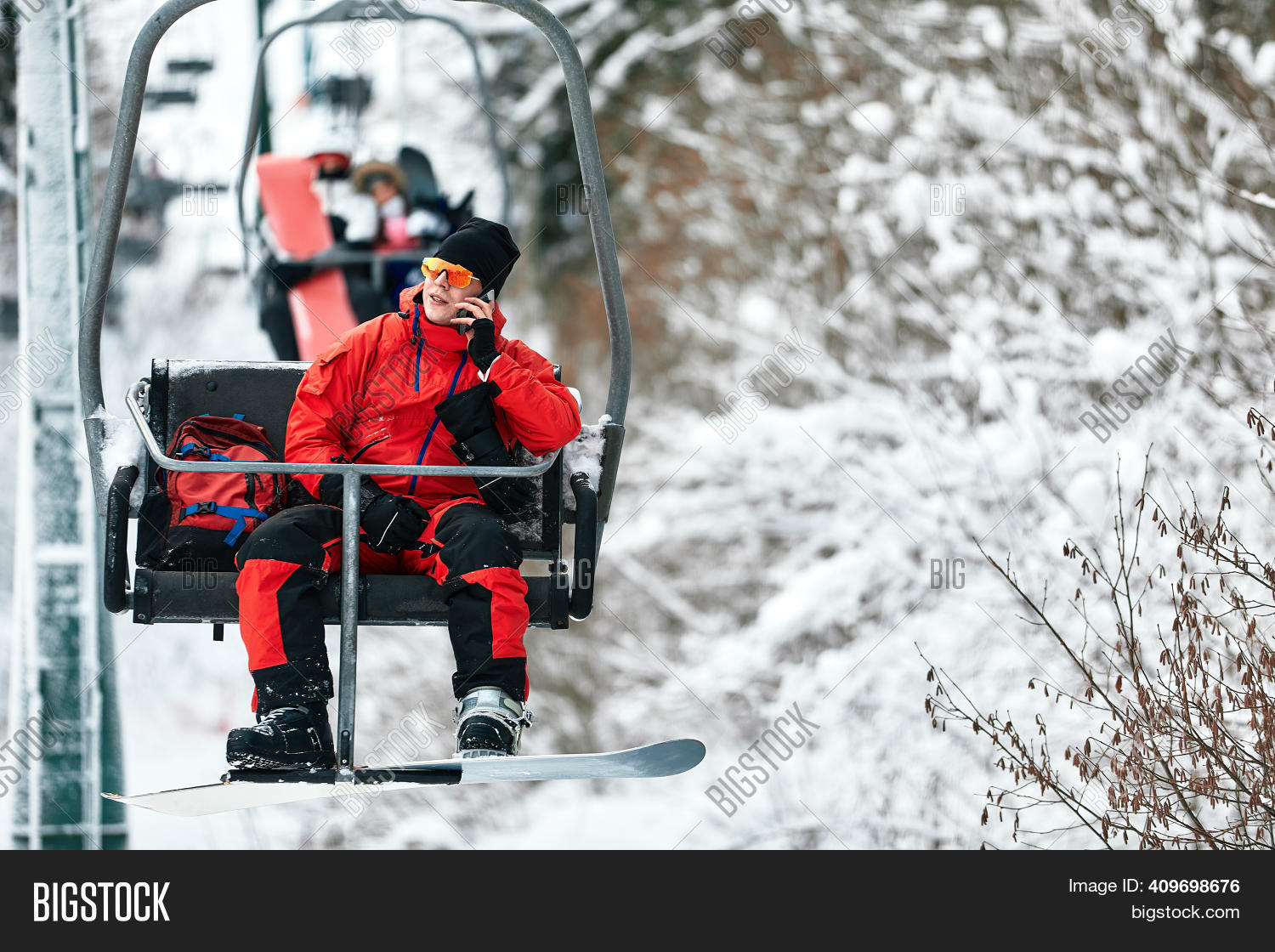 Skier Sitting Ski Lift Image & Photo (Free Trial) | Bigstock