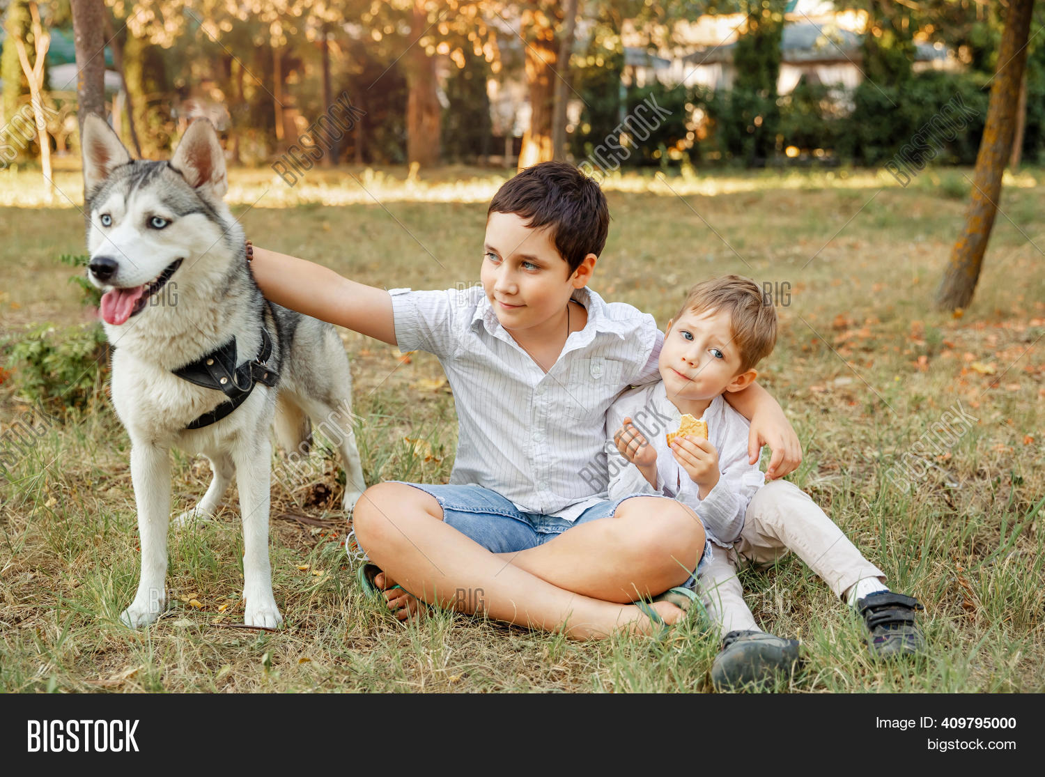 Children Caressing Dog Image & Photo (Free Trial) | Bigstock