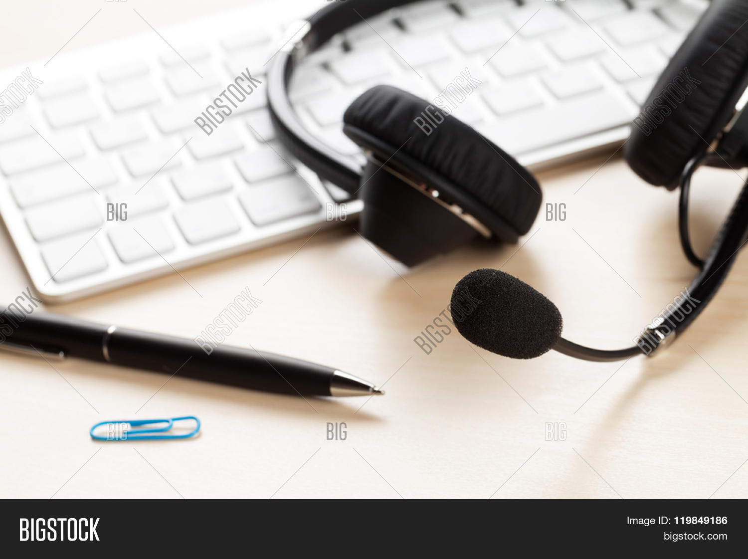 Office Desk Headset Pc Image & Photo (Free Trial) | Bigstock