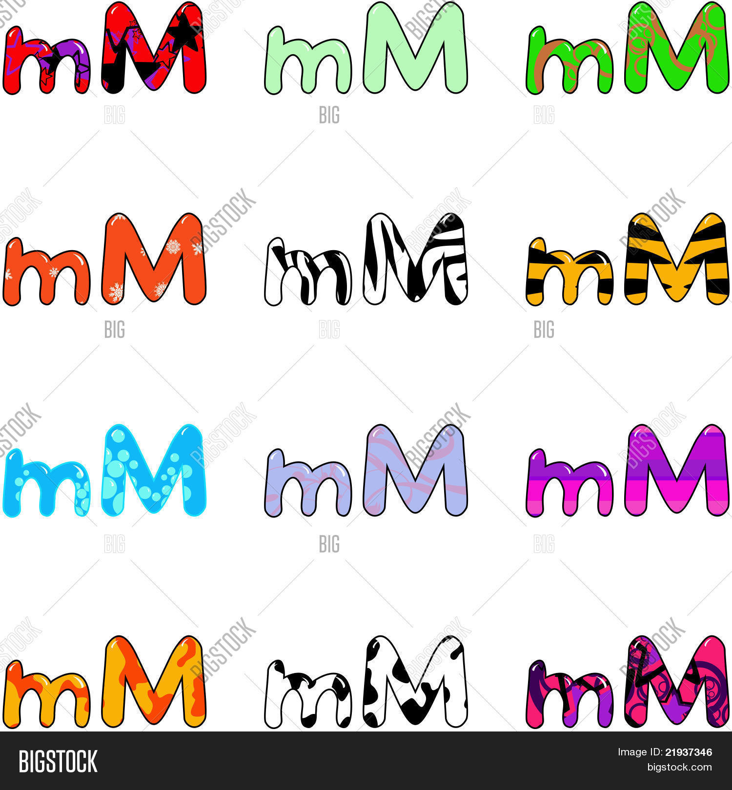 M Letter Cartoon Set Vector & Photo (Free Trial) | Bigstock