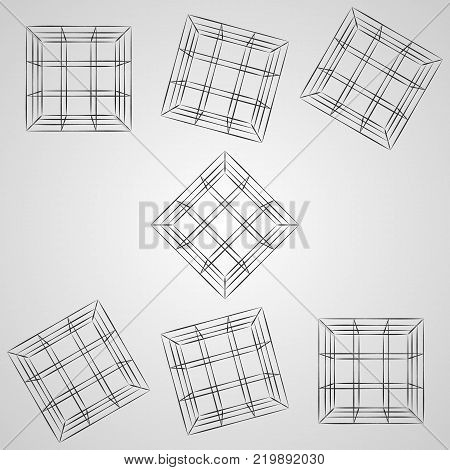 Wireframe 3D Cube Vector & Photo (Free Trial) | Bigstock