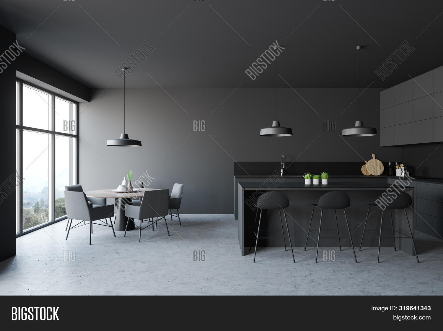 Gray Kitchen Interior Image & Photo (Free Trial) | Bigstock