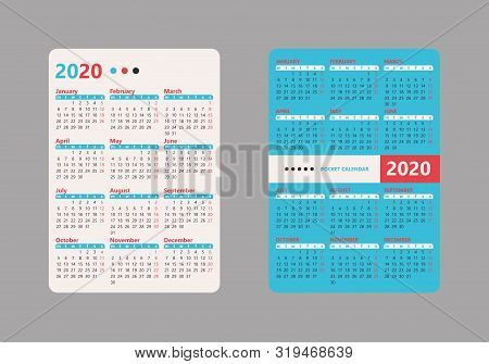 Pocket Calendar 2020 Vector & Photo (Free Trial) | Bigstock