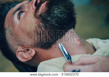 Razor Sharp. Barber And Barber Shop Concept. Shaving Cream. Hair ...