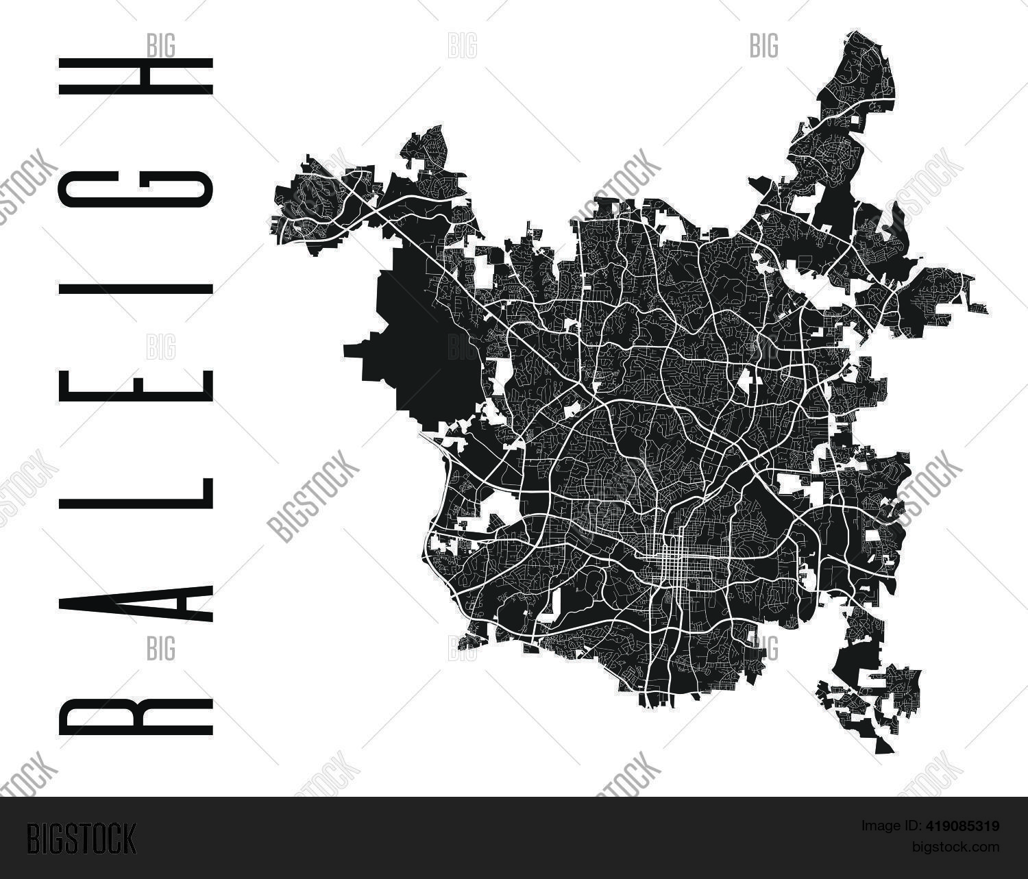 Raleigh Map. Detailed Vector & Photo (Free Trial) | Bigstock