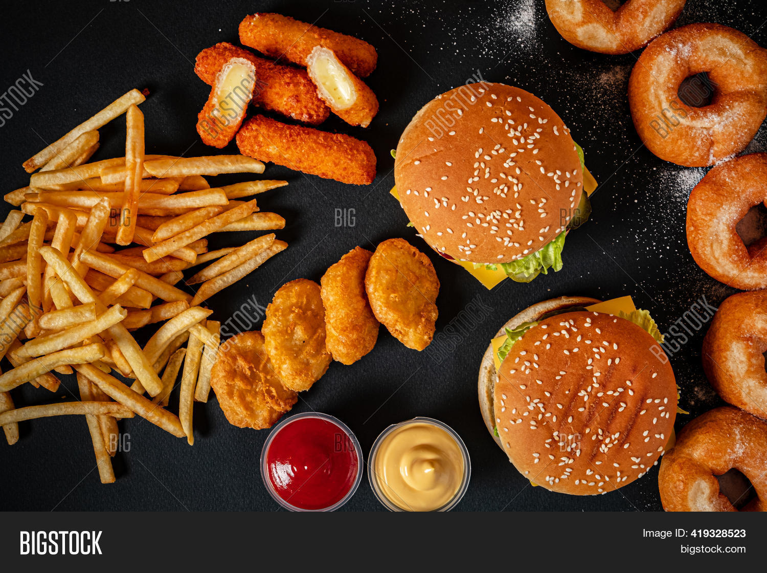 Fast Food On Black Image & Photo (Free Trial) | Bigstock