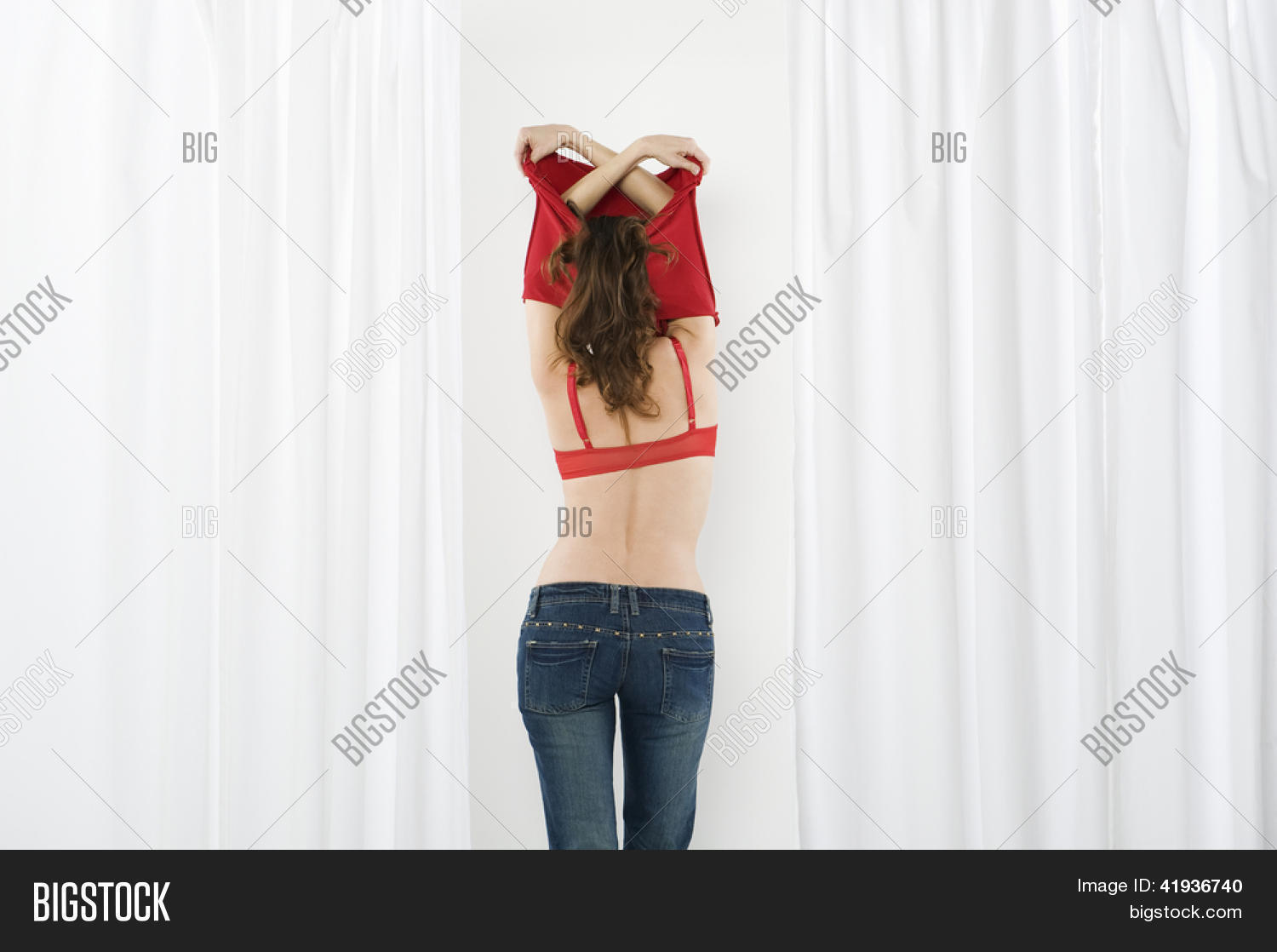 Rear View Woman Denim Image And Photo Free Trial Bigstock 5243