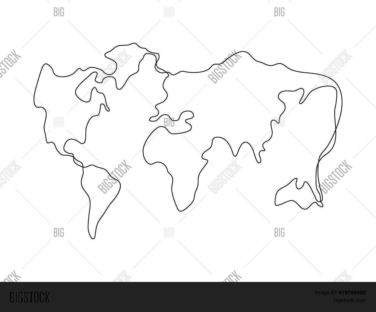 World Map One Line Vector & Photo (Free Trial) | Bigstock
