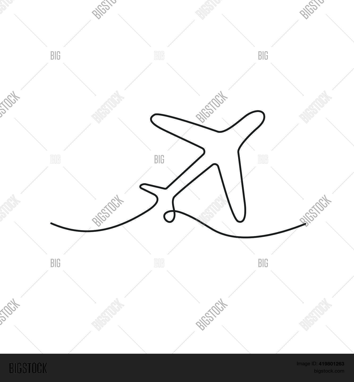 Airplane One Line Vector & Photo (Free Trial) | Bigstock