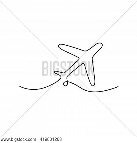 Airplane One Line Vector & Photo (Free Trial) | Bigstock