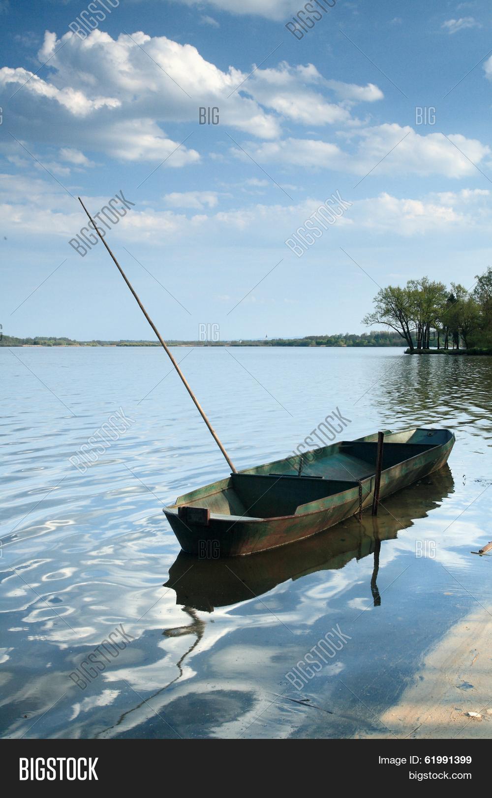 Fishing Boat On Pond Image & Photo (Free Trial) | Bigstock