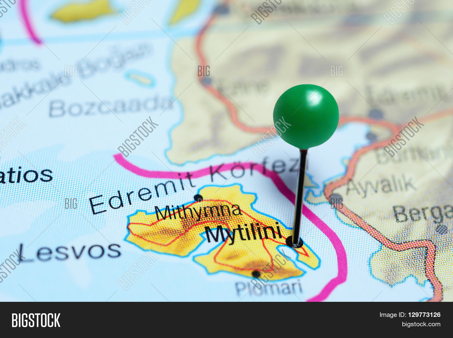 Mytilini Pinned On Map Image & Photo (Free Trial) | Bigstock