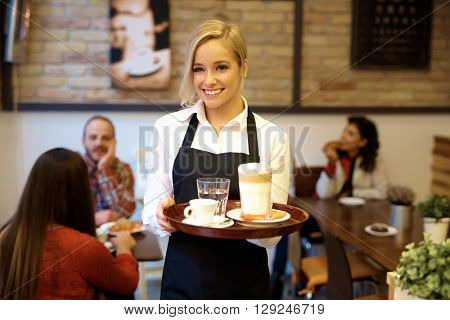 Happy Blonde Waitress Image & Photo (Free Trial) | Bigstock