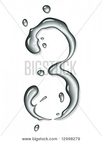 Vector Water Number 3 Vector & Photo (Free Trial) | Bigstock