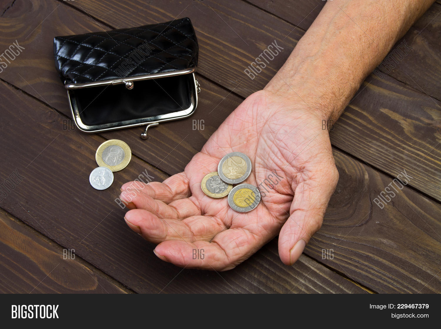 Hands Beggar Few Coins Image & Photo (Free Trial) | Bigstock