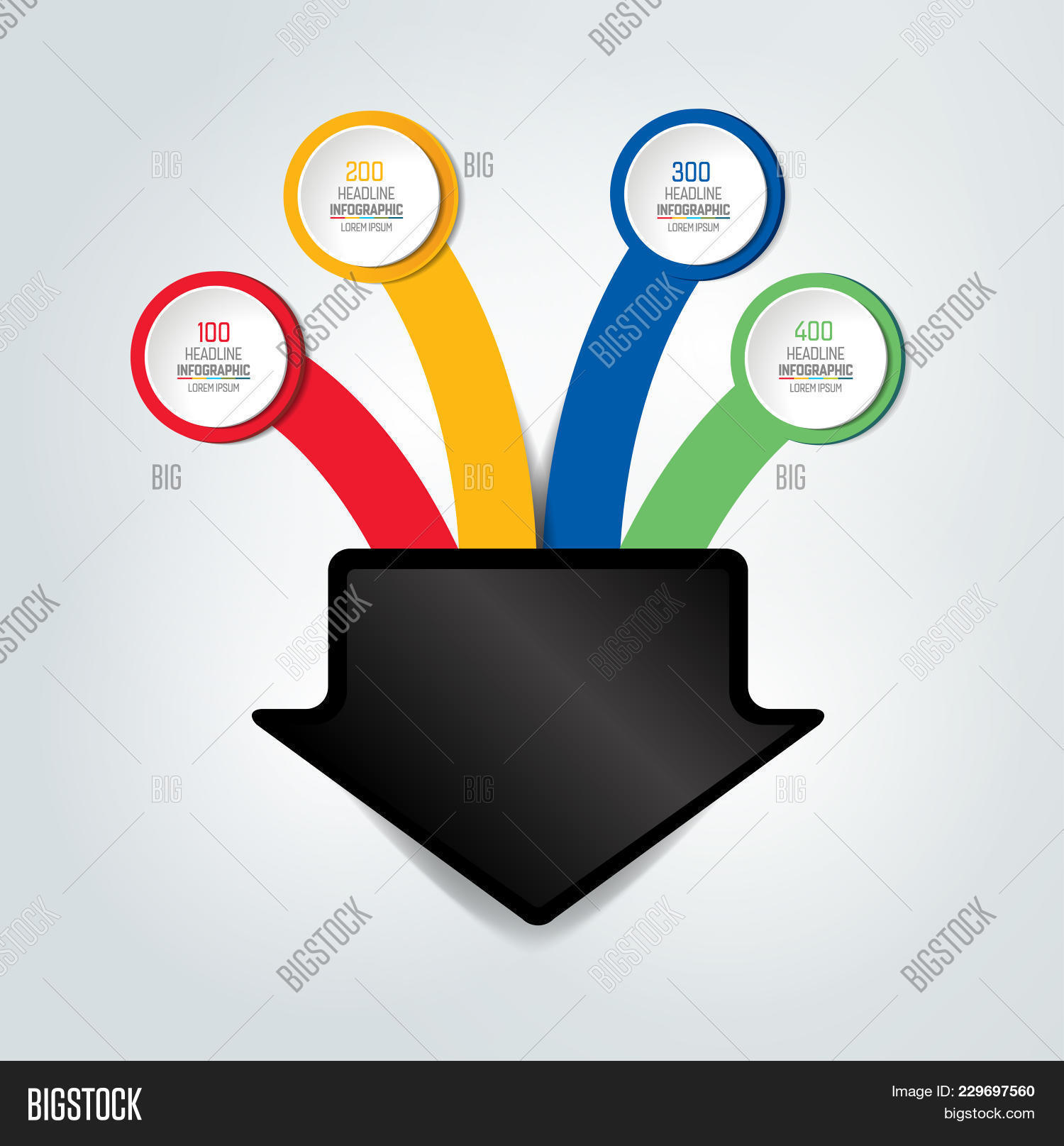 4 Arrows Merging Into Image & Photo (Free Trial) | Bigstock