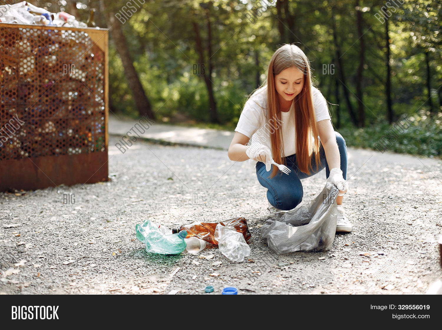 Girl Collects Garbage Image & Photo (Free Trial) | Bigstock