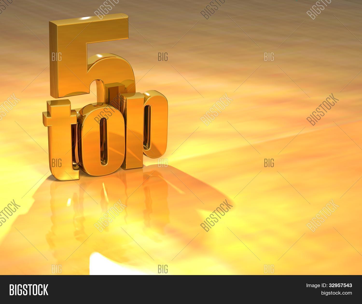3D Top 5 Gold Text Image & Photo (Free Trial) | Bigstock