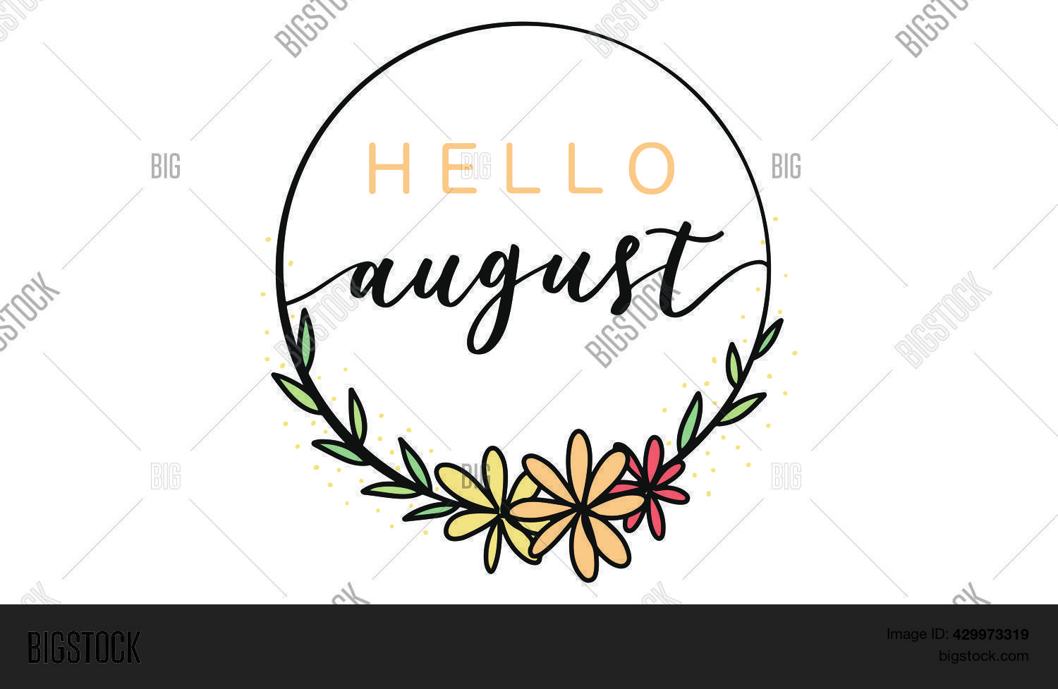 Hello August Frame. Vector & Photo (Free Trial) | Bigstock