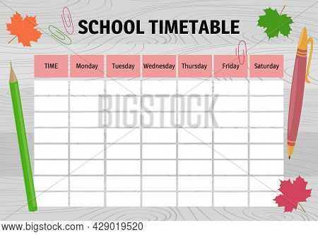 School Timetable. Vector & Photo (Free Trial) | Bigstock