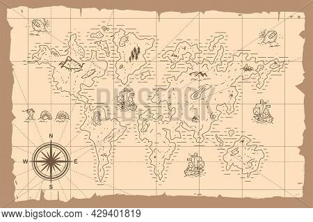 Vintage World Map Vector & Photo (Free Trial) | Bigstock