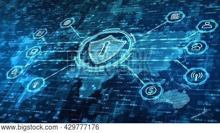 Shield Icon Of Cyber Security. Digital Data Network Protection. Network ...