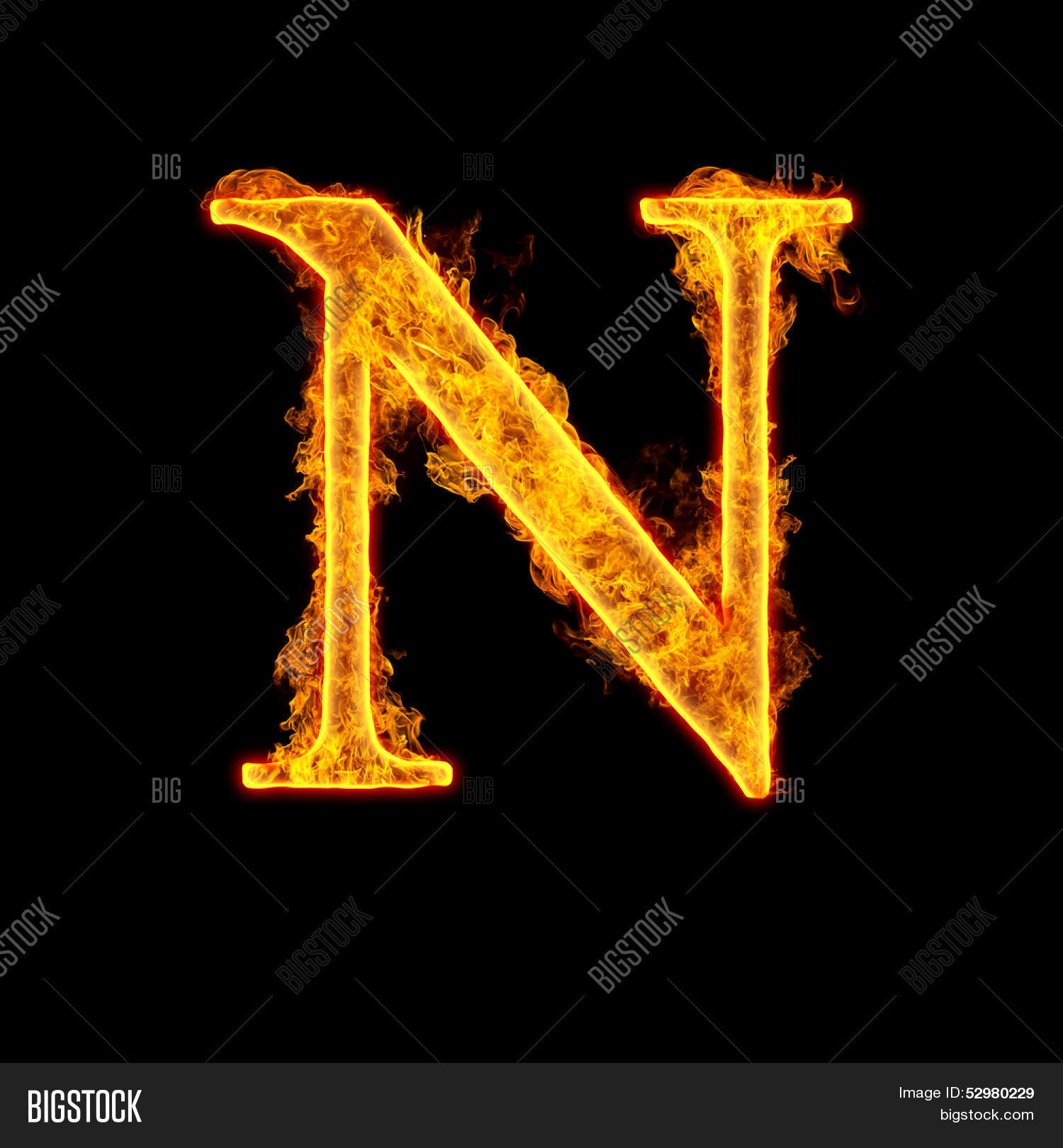 Fire Alphabet Letter N Image & Photo (Free Trial) | Bigstock