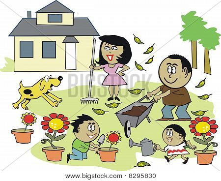 Family Gardening Vector & Photo (Free Trial) | Bigstock
