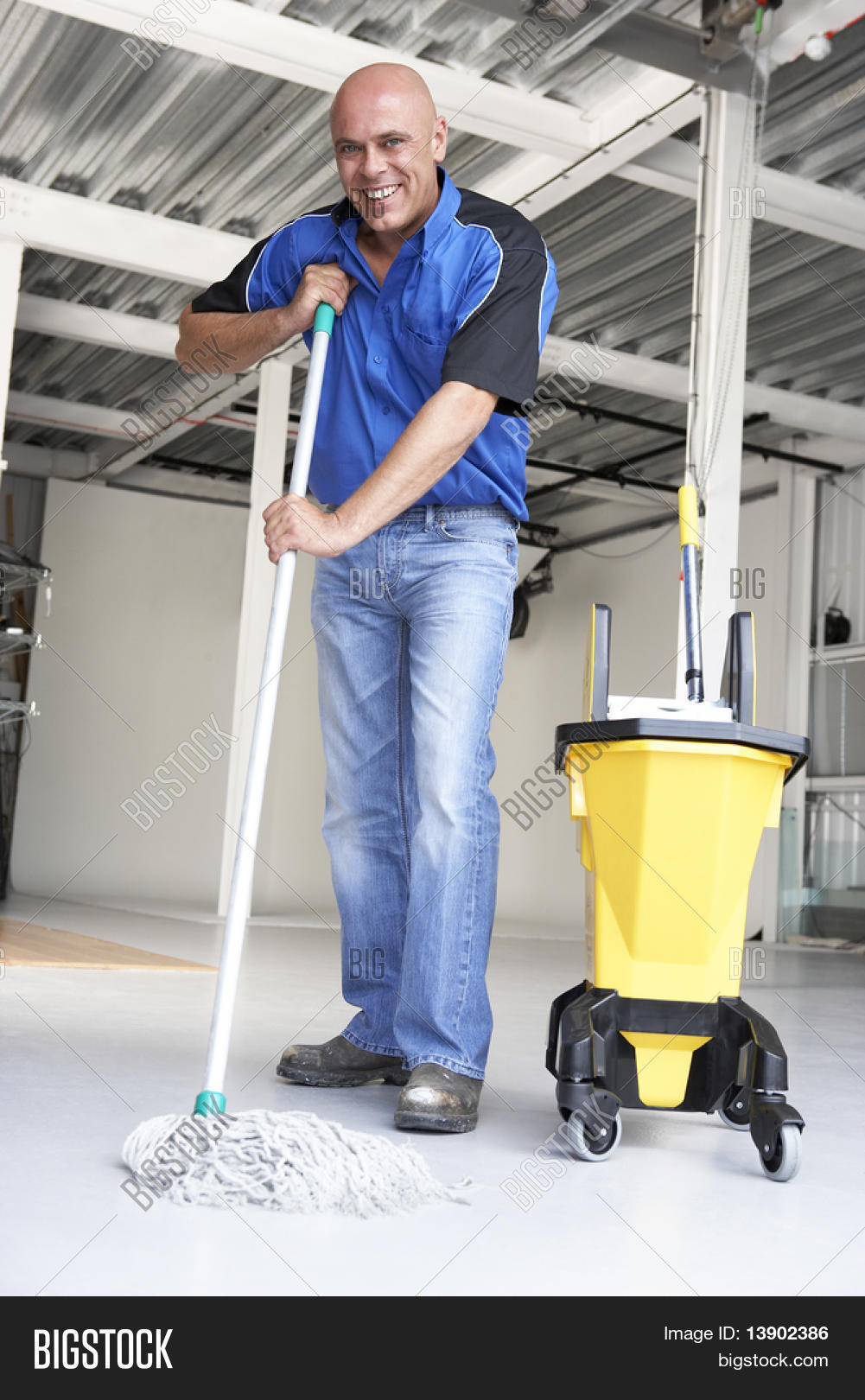 Cleaner Mopping Office Image & Photo (Free Trial) | Bigstock