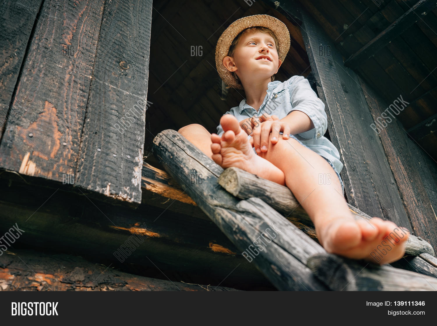Barefoot Boy Sits On Image & Photo (Free Trial) | Bigstock