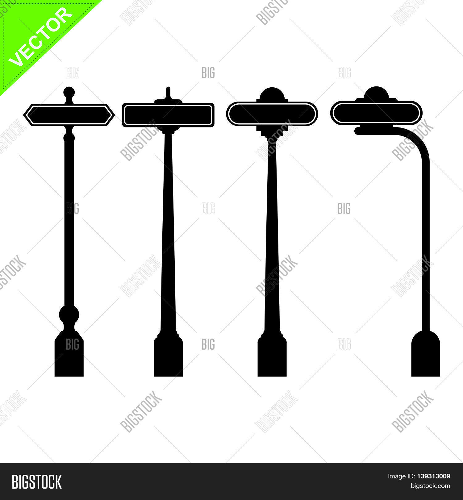 Blank Road Name Sign Vector & Photo (Free Trial) | Bigstock