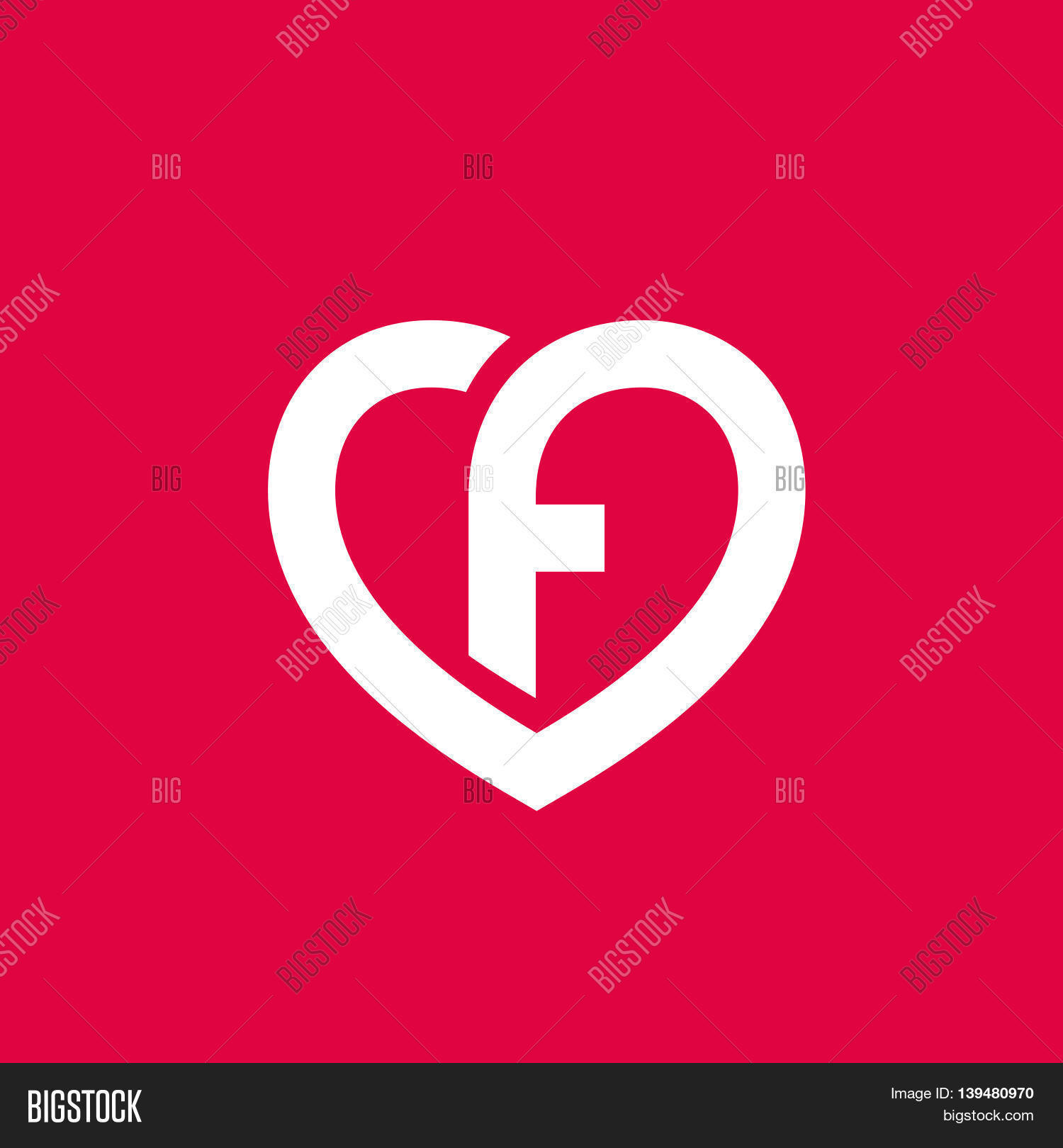 Letter F Heart Logo Vector & Photo (Free Trial) | Bigstock
