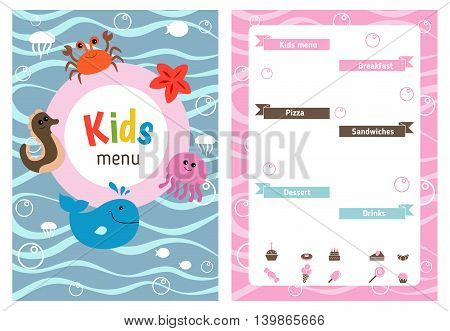 Kids Menu Card Sea Vector & Photo (Free Trial) | Bigstock
