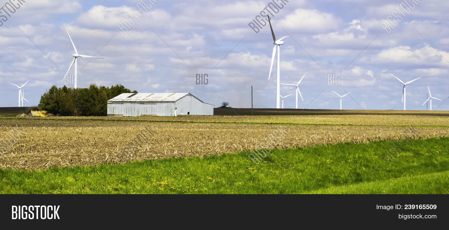 Wind Farm On Farm Land Image & Photo (Free Trial) | Bigstock