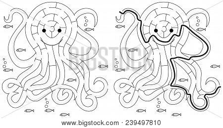 Easy Octopus Maze Vector & Photo (Free Trial) | Bigstock